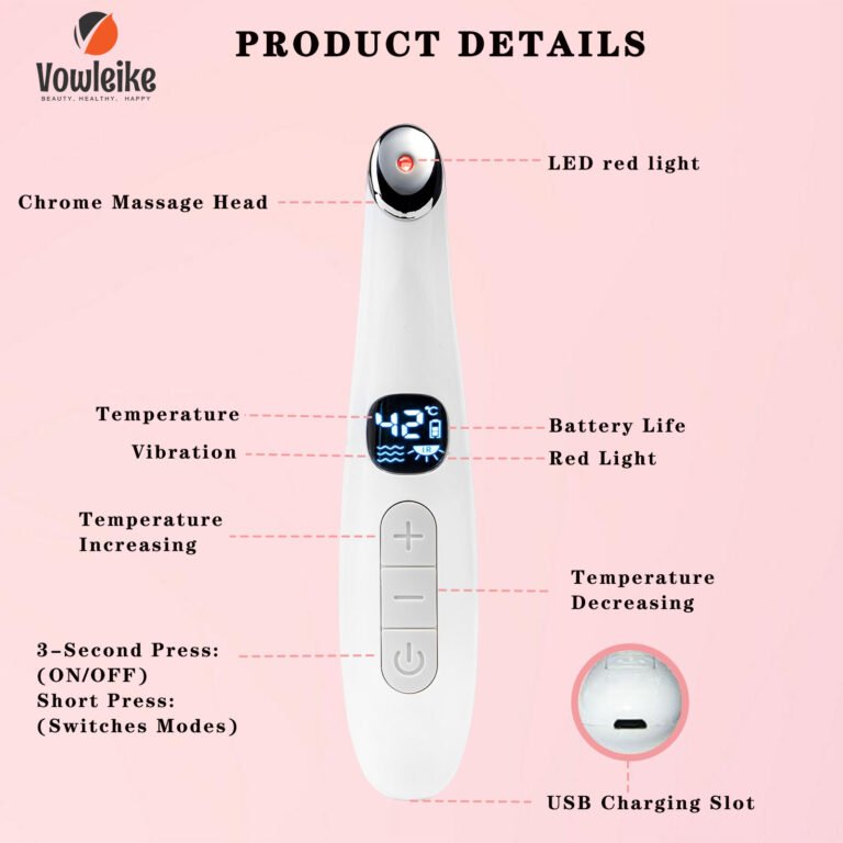 Eye Lift Wand, Vowleike 3 in 1 Vibrating Red Light 98°F to 113°F LCD ...