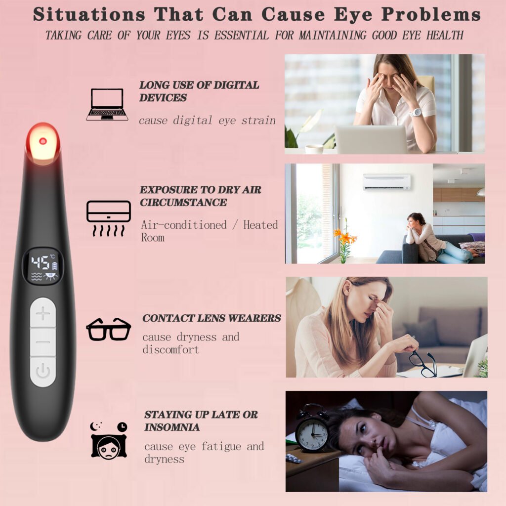 Eye Lift Wand, Vowleike 3 in 1 Vibrating Red Light 98°F to 113°F LCD ...
